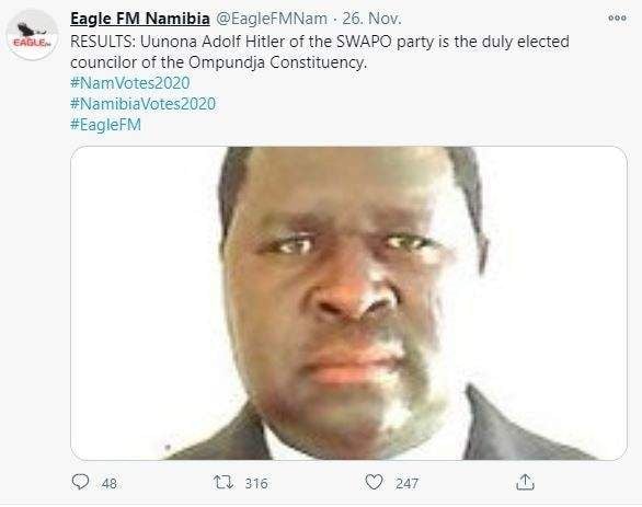 Adolf Hitler gewinnt Wahl in Namibia
