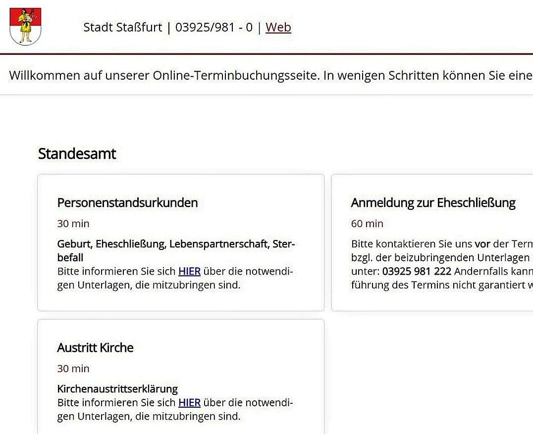 Termine bei Bürgerservice jetzt online buchbar