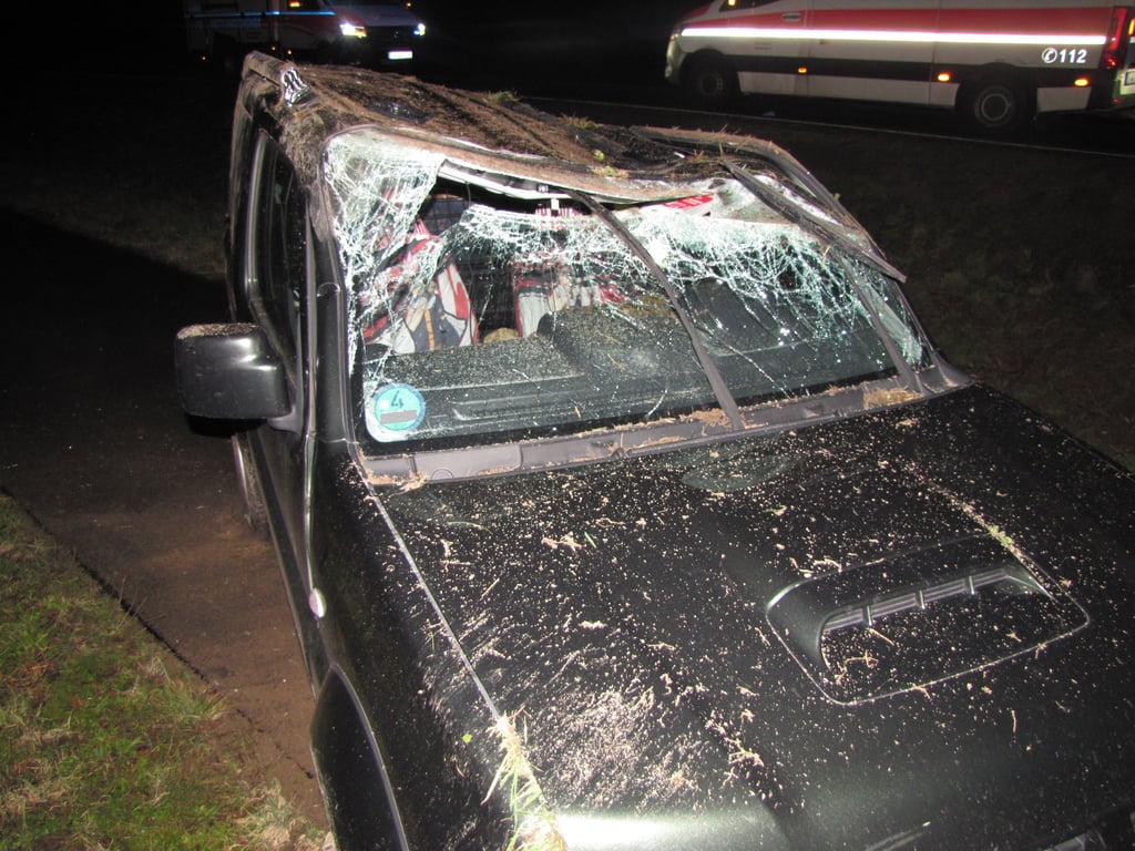 Zwei Schwerverletzte: Junge Frau weicht Reh aus: Auto überschlägt sich